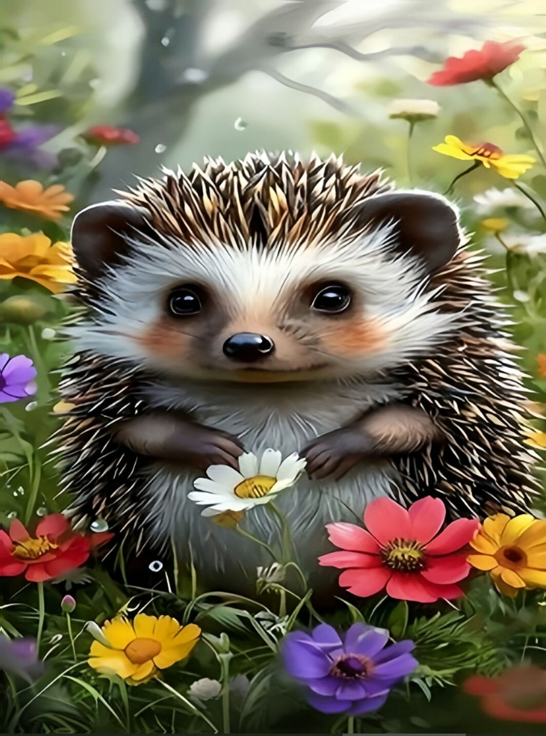 Картина по номерам на подрамнике 20*30 см "Ежик"