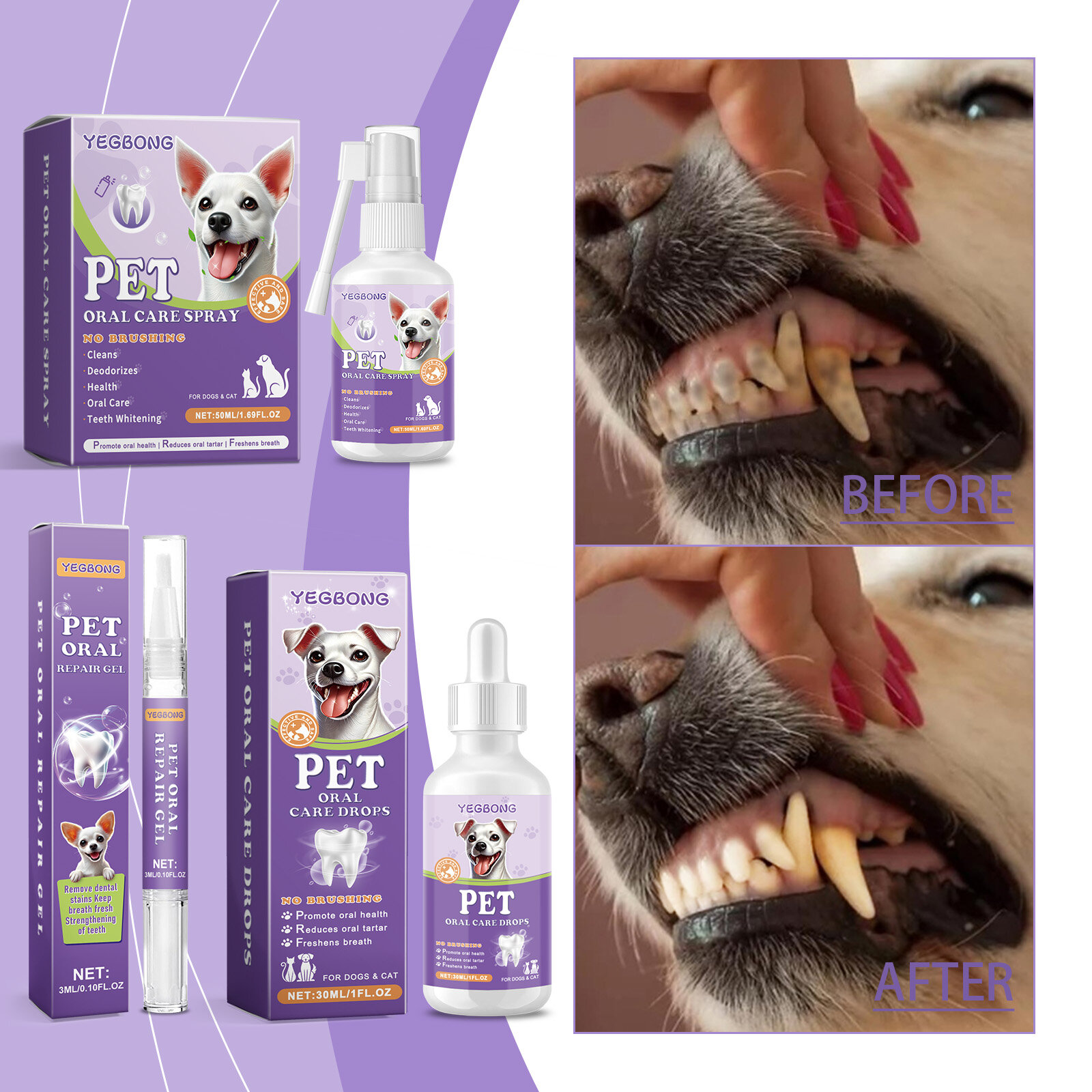 Капли для освежения дыхания домашних животных, гель для чистки зубов кошек и собак, спрей для освежения полости рта