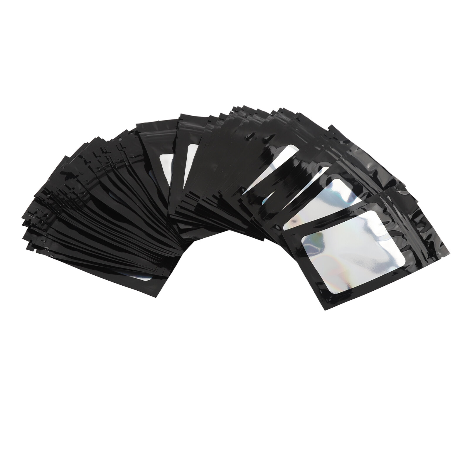 100 шт. Повторный для запаха, достоверный пакет голографический запах, упаковочный пакет с прозрачным окном для блеска для губ Black