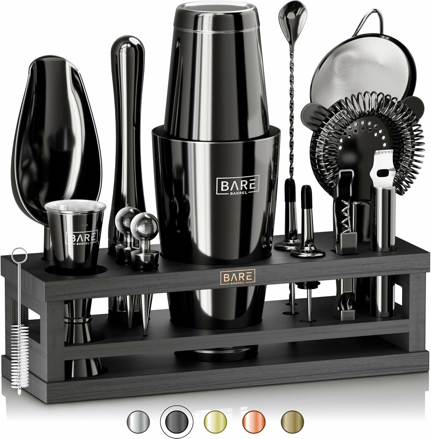 BARE BARREL Набор для приготовления коктейлей из 16 предметов Cocktail Making Kit 16-Piece - Jet Black/Black