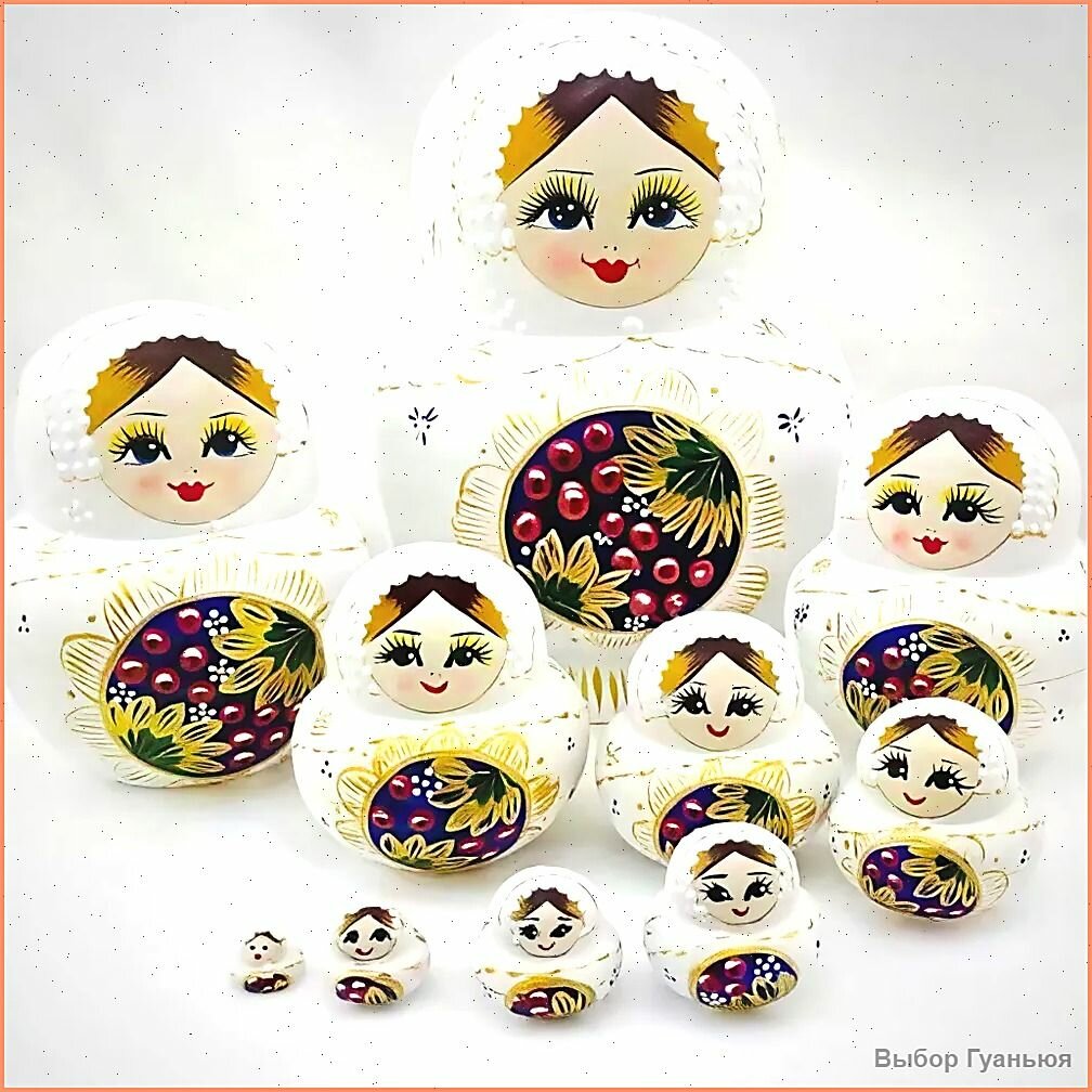 Набор матрешек "Русские матрешки", деревянные, ручная роспись, 10 шт.