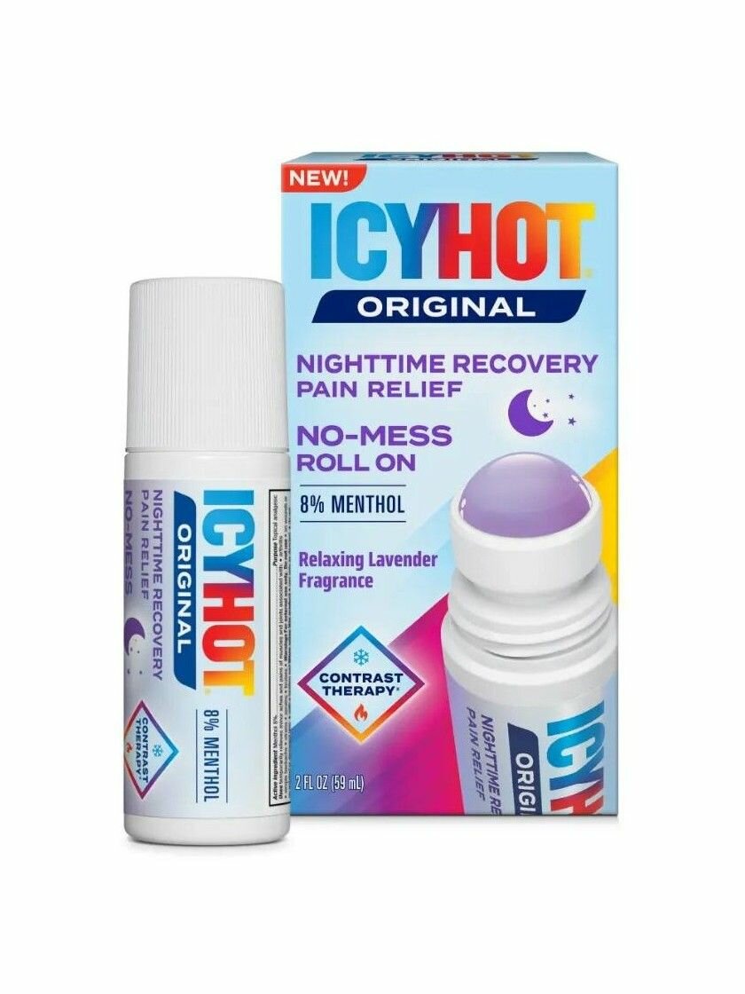 Icy Hot Средство с ментолом облегчает боли в спине, при артрите, мышечной боли, растяжении, ушибах с роликовым аппликатором, 59 мл