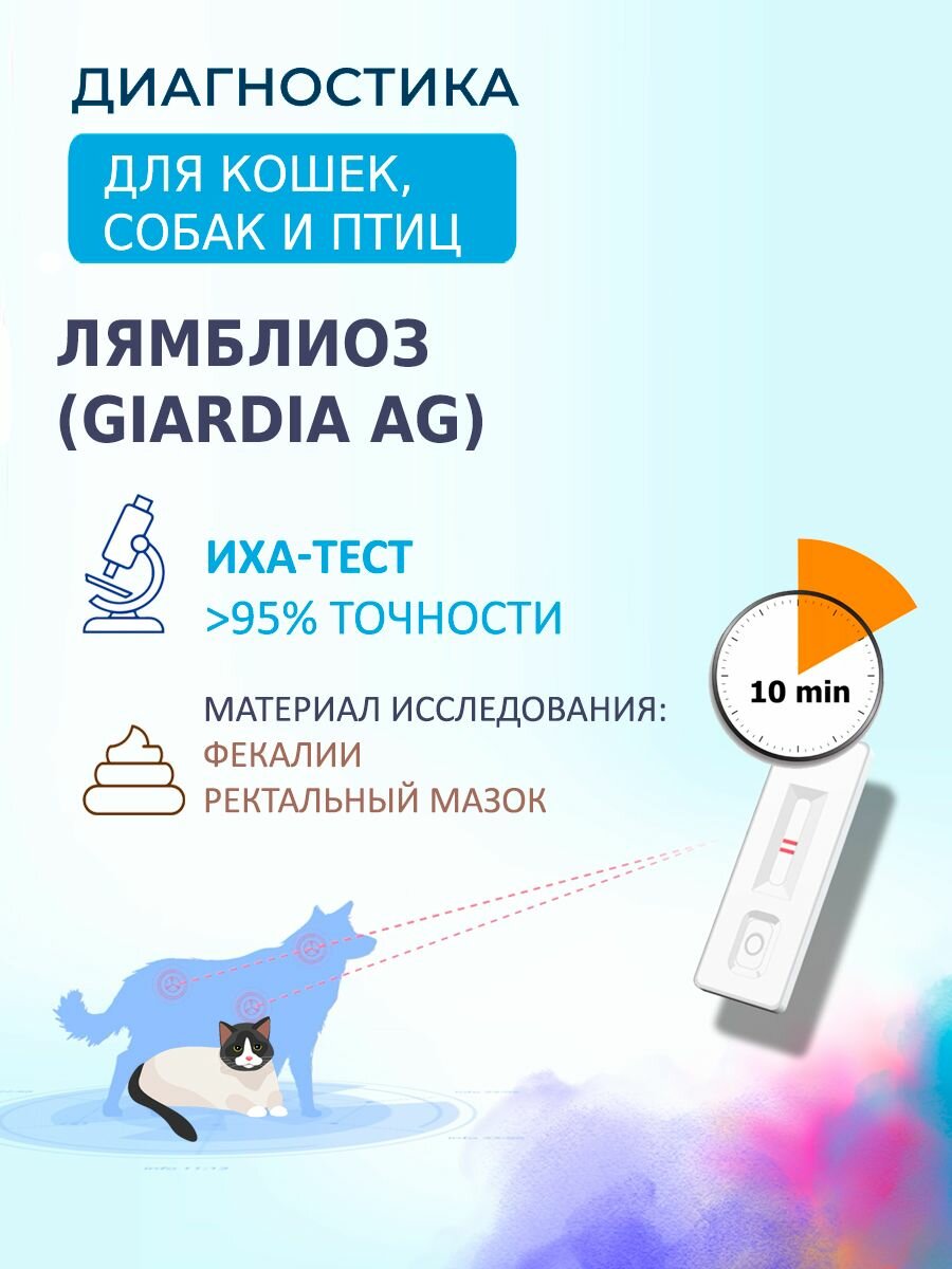 Экспресс-тест QBQVET на лямблиоз (Giardia Ag) для кошек, собак и птиц, 1шт