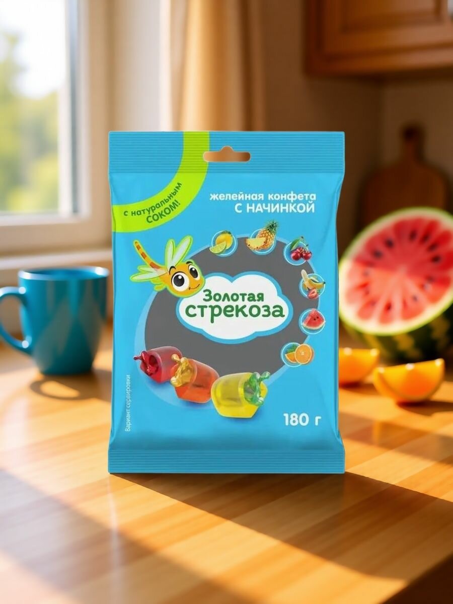 Конфеты "Золотая стрекоза" желейные с натуральным соком 180гр