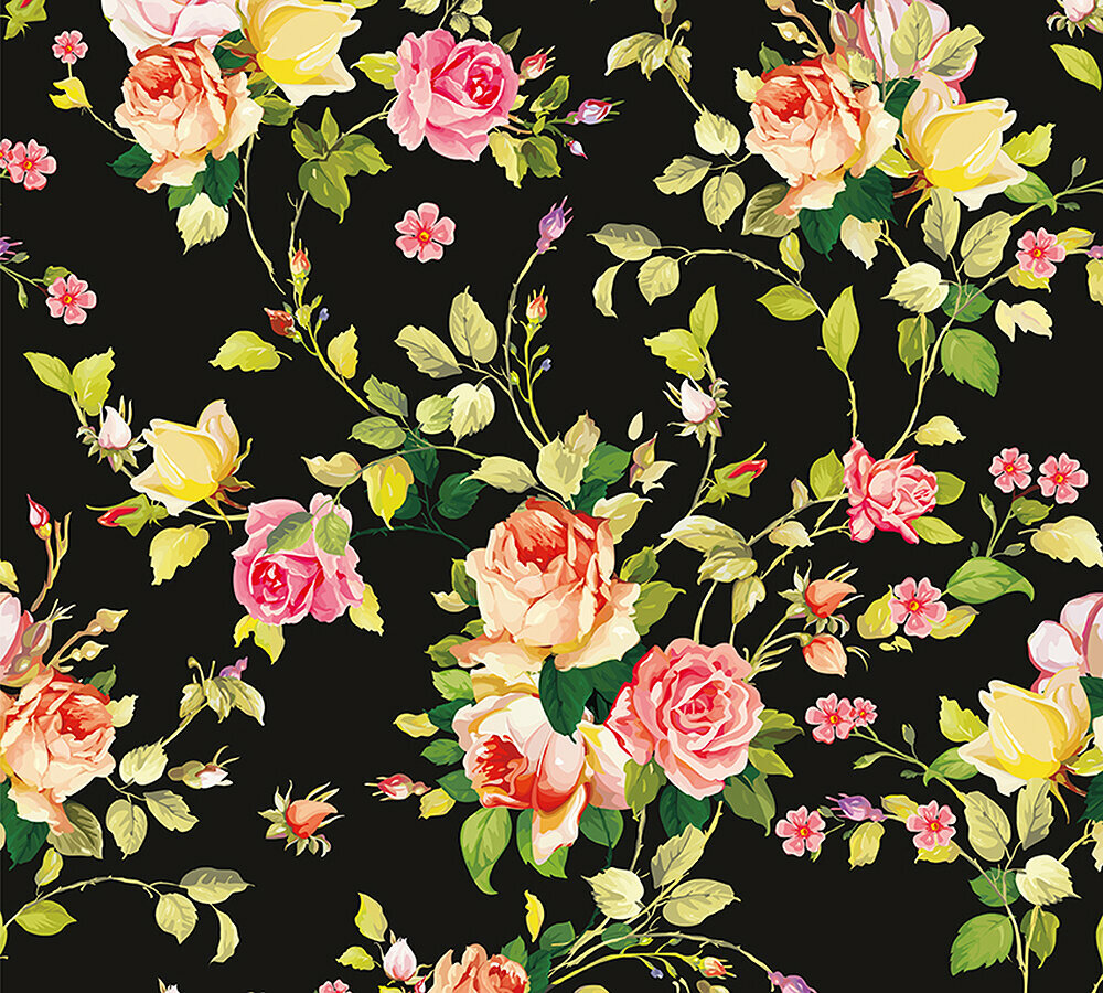 Фотообои Divino Decor "Розовый принт черный фон" D-032 300*270 фактура полосы