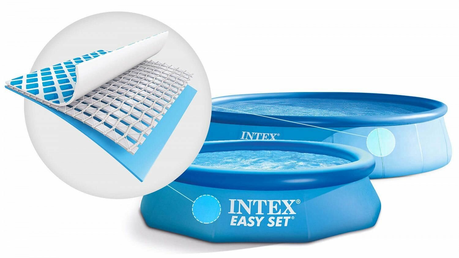 Бассейн Intex Easy Set 28108 Синий Размеры: Высота 610мм Глубина 2440мм Ширина 2440мм — фото 1