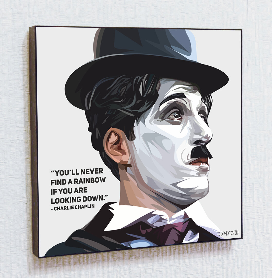 Картина постер Чарли Чаплин в стиле ПОП-АРТ в рамке с креплением / Портрет / Top Poster