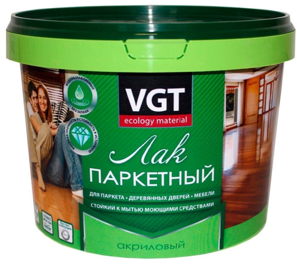 Лак VGT, паркетный, матовый, полиакриловый, для внутренних работ, 2.2 кг