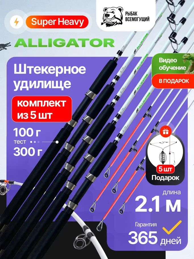 Спиннинг штекерный Рыбак Всемогущий 5 шт. 2,1 м тест 100-300