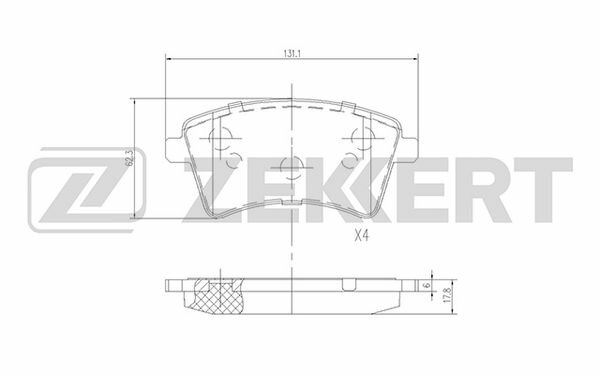 Колодки тормозные Renault Kangoo II 08-; MB Citan (415) 12- передние Zekkert