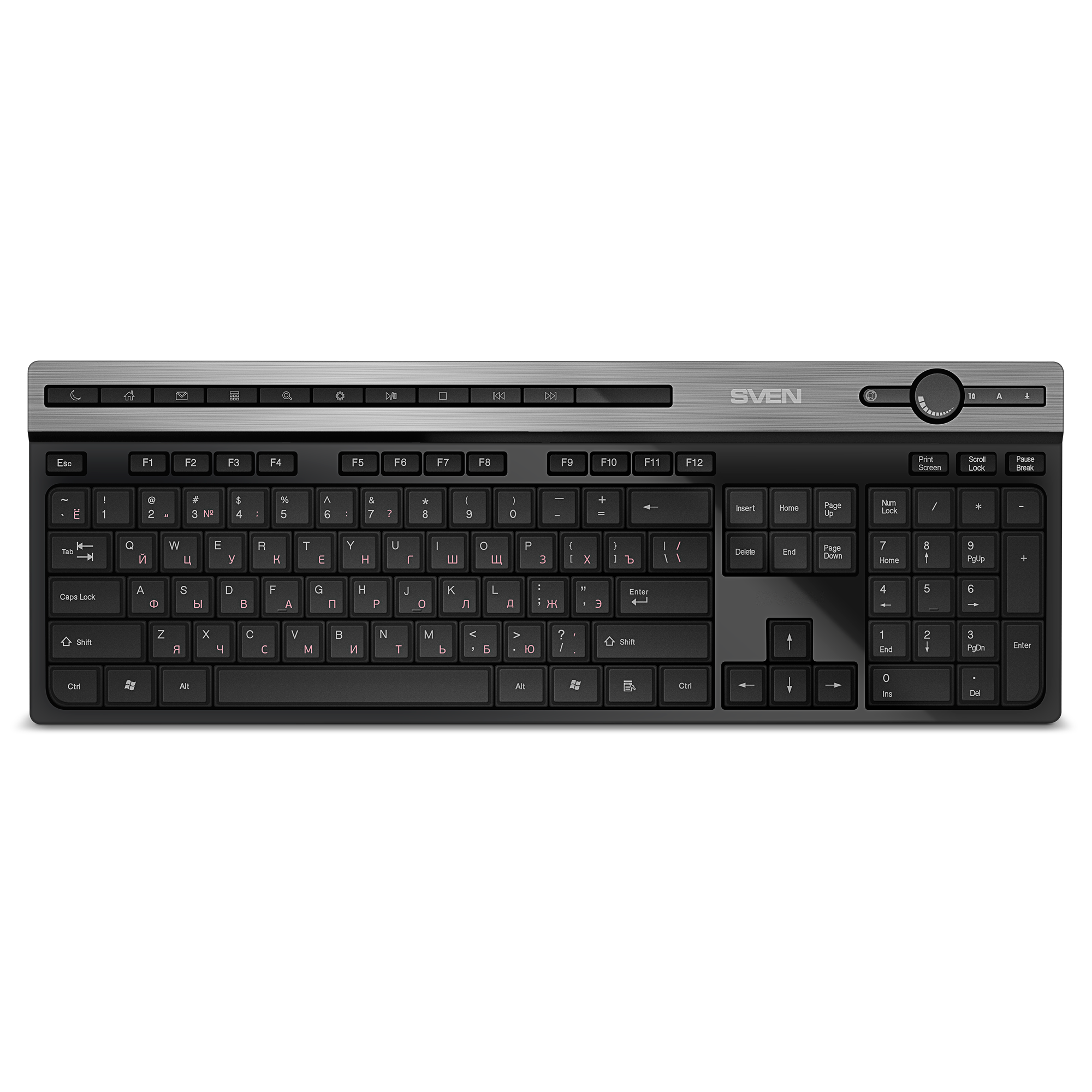 Клавиатура беспроводная SVEN KB-E5500W чёрная (USB, 1 х АА)(2,4 GHz,115 кл.)