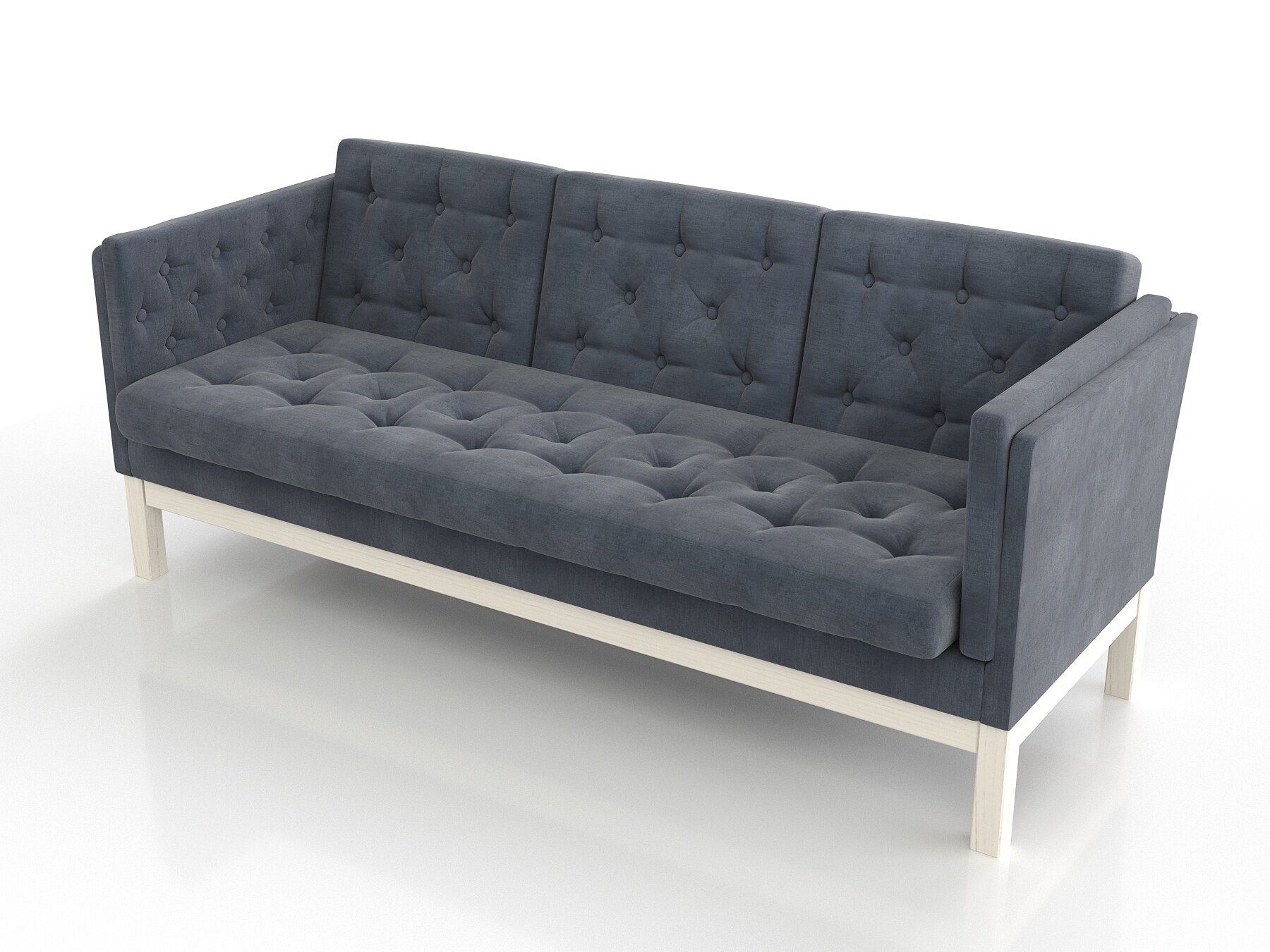 Прямой диван Arsko Айверс-Б серый, велюр, трехместный, офисный, в гостиную, на кухню, на ножках, скандинавский лофт