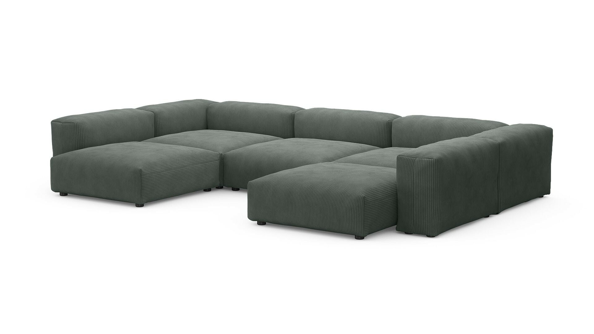 Диван Фиджи (П-образный) Cilium Grafit NOW 378x242x62 см, серый Вельвет, нераскладной Фиеста