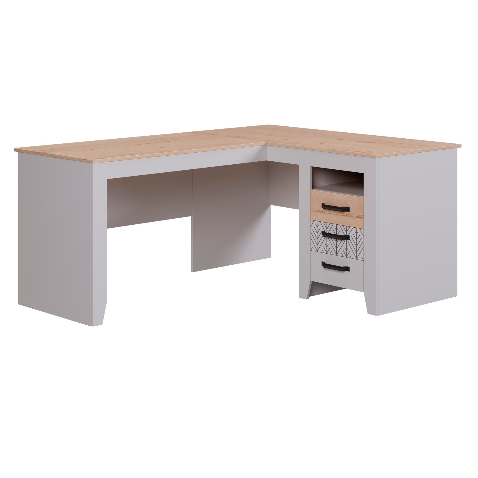 Фабрика Мирлачева серия "NORDIC" стол угловой С2, тумба справа