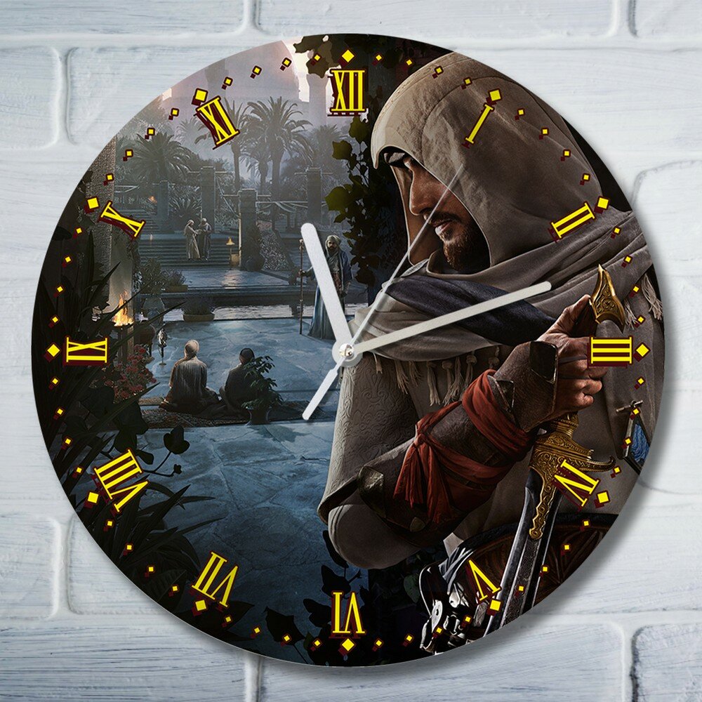 Настенные часы УФ "игра Assassins creed mirage (асассин крид, Басим, PS, PC, XBOX, SWITCH) - 9040"