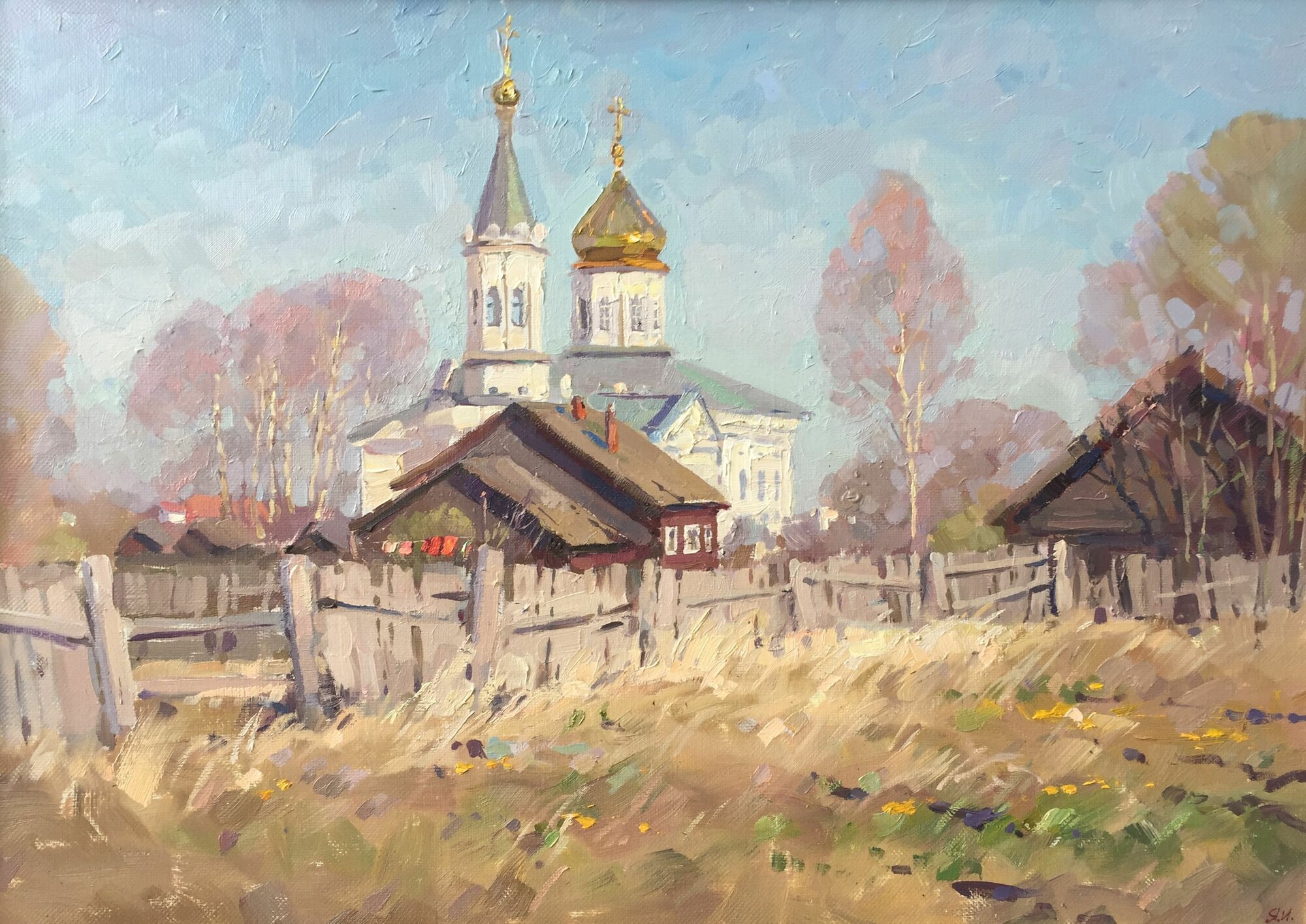 ART-Salon at Oktyabrskaya авторская картина "Весна в деревне", 50х70 см, холст, масло, авторская работа