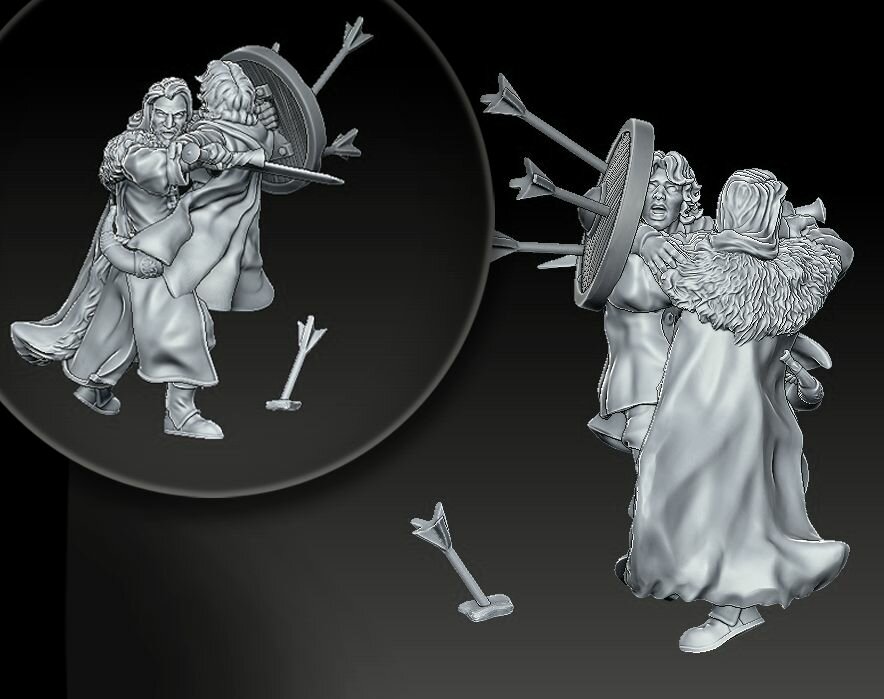 Фродо Хоббит (Халфлинг) и Боромир Воин (доп. класс: Паладин, Файтер) Властелин колец миниатюра для DnD (ДнД) и других Настольных игр (НРИ, Варгеймов или РПГ), фентези тематика