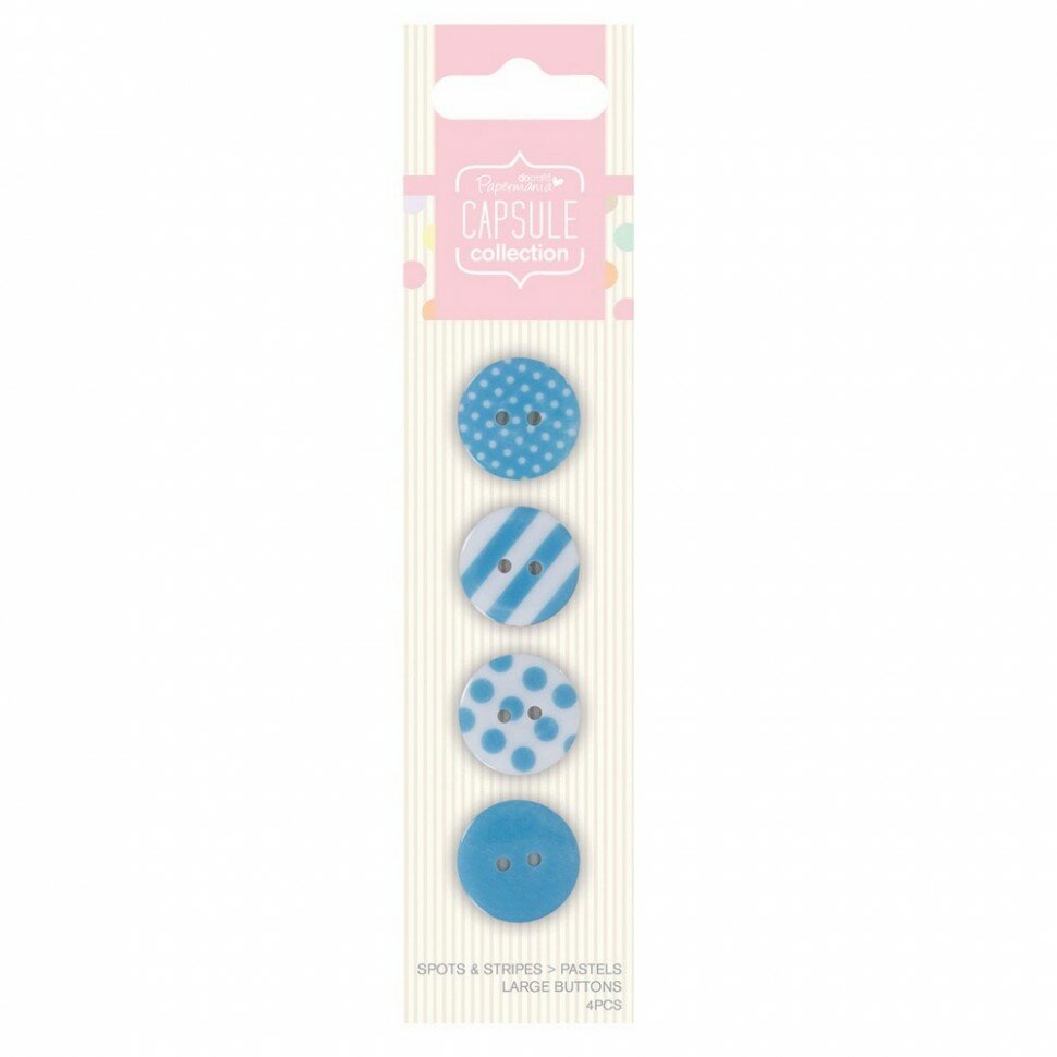 #PMA354403 Набор пуговиц Spots & Stripes Pastels Docrafts 4 шт
