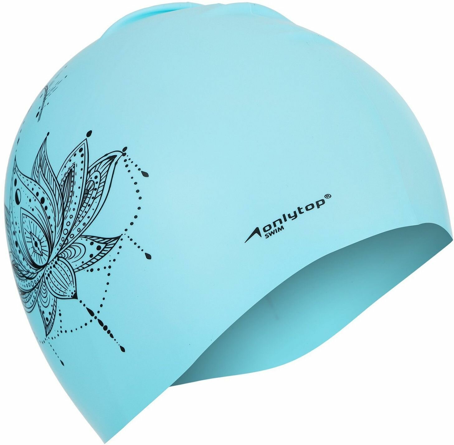 Силиконовая шапочка для плавания "Мандала", взрослая женская плавательная шапка для купания в бассейне, цвет голубой, обхват 54-60 см