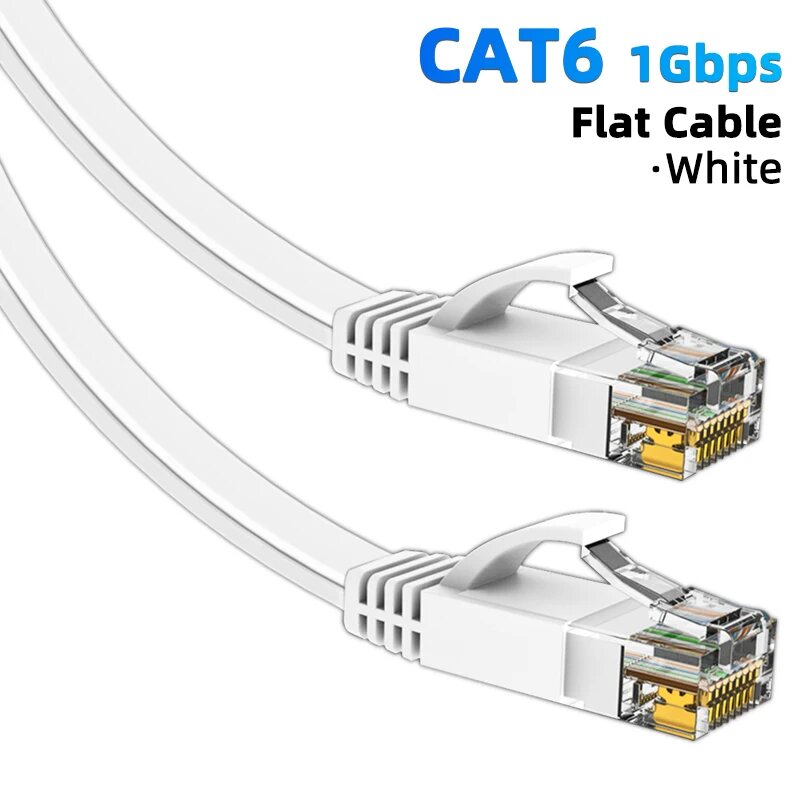Cat6 Ethernet-кабель Плоский сетевой кабель UTP RJ45 Интернет-сетевой патч-корд 5 м 10 м 30 м для PS ПК Модем Маршрутизатор Ethernet-кабель Cat 6 Cat 6 Cable-White, 50m