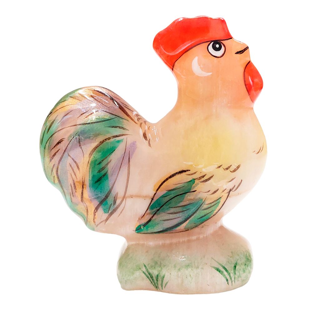 Фигурка из камня селенита "Петух Шоня"