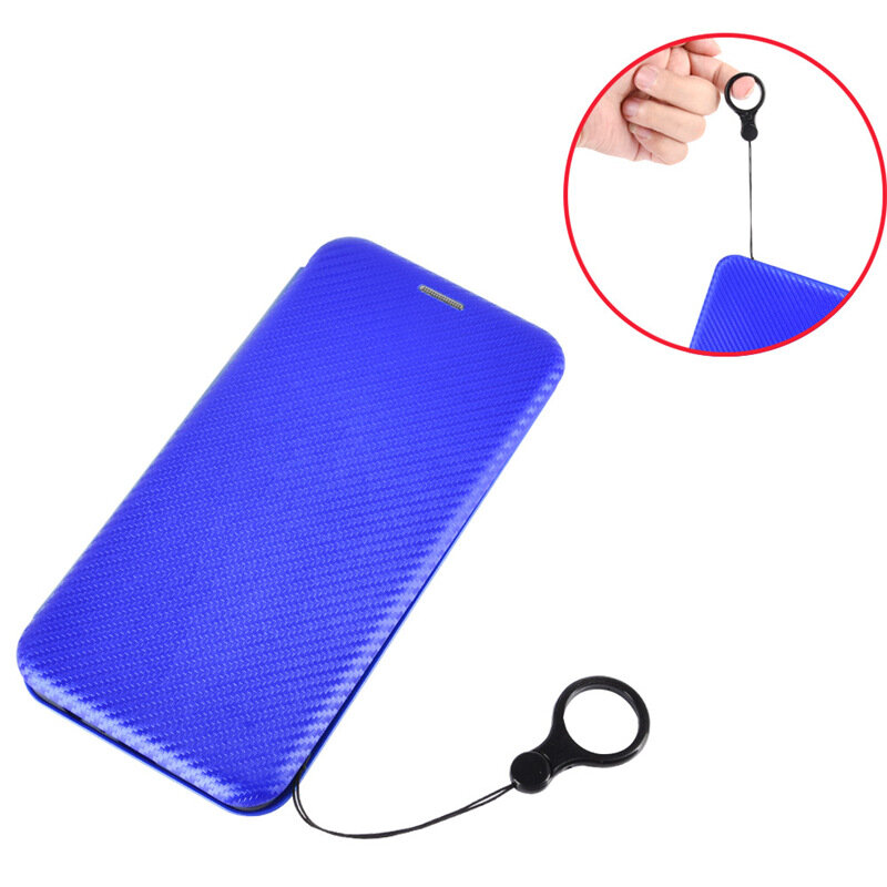 Чехол-книжка MyPads из водоотталкивающей кожи с отделкой «под карбон» для TCL 10 Pro синий