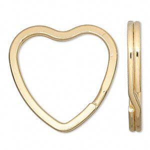 Основа под брелок, 32х30мм, кольцо двойное, сердце, базовый материал - сталь, позолоченное, 1 шт.