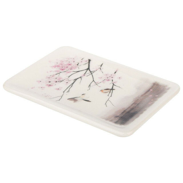 Мыльница настольная рыжий КОТ Сакура керамика белый