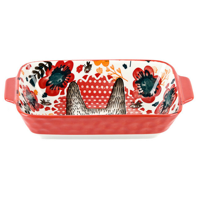Блюдо для запекания NOUVELLE HOME Kawaii Forest. Bunny 22х13х5см 0,6л прямоуг. с ручками фарфор