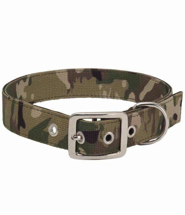 Каскад Ошейник для собак Камуфляж, капроновый, ширина 30 мм, длина 58 см, обхват шеи 47-57 см, зеленый