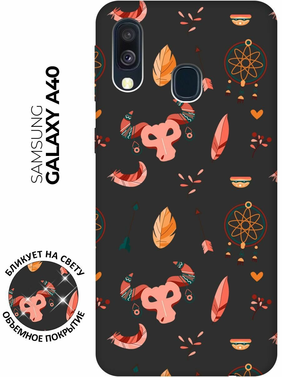 Матовый чехол Boho для Samsung Galaxy A40 / Самсунг А40 с 3D эффектом черный