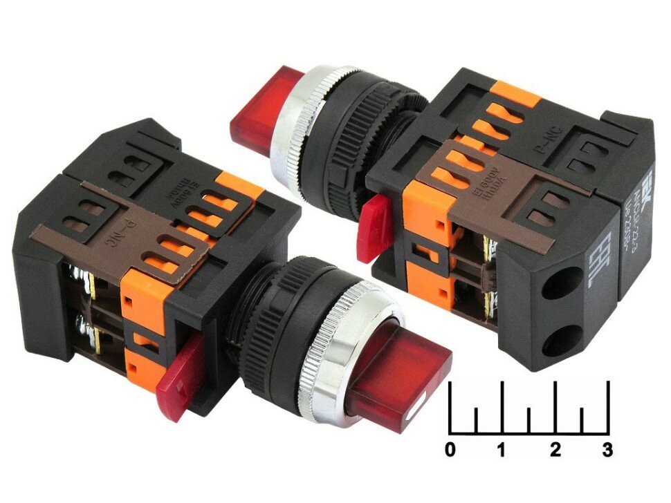 Выключатель 600/10 600V 10A ANC-22-3 3-х позиционный с подсветкой красный ИЭК