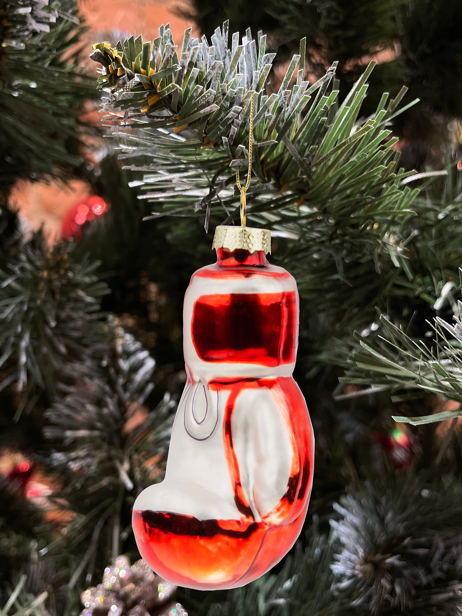 Стеклянная новогодняя елочная игрушка "UltraMarin" 183-LN Боксерская перчатка