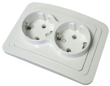 Розетка силовая штепсельная TDM Electric / ТДМ Электрик Валдай 2П+З СП 16А IP20, белая 2-местная SQ1804-0010 / электрооборудование