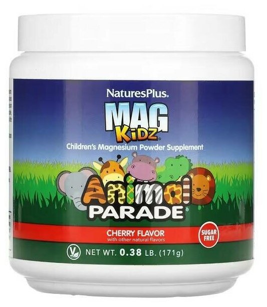 NaturesPlus, Source of Life, Animal Parade, Mag Kidz, детский магний, вишня, 0,38 фунта (171 г)