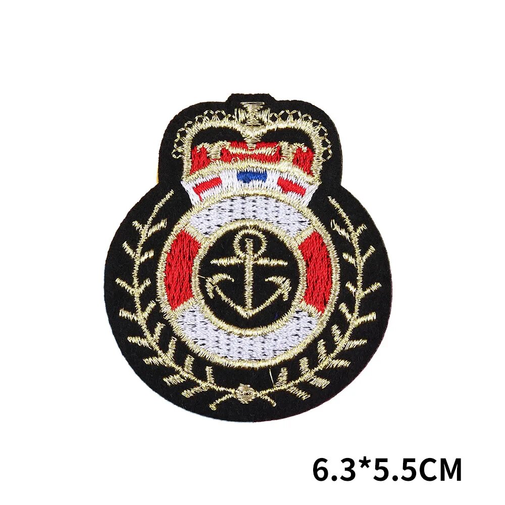 Золотые вышитые корабельные якоря нашивки