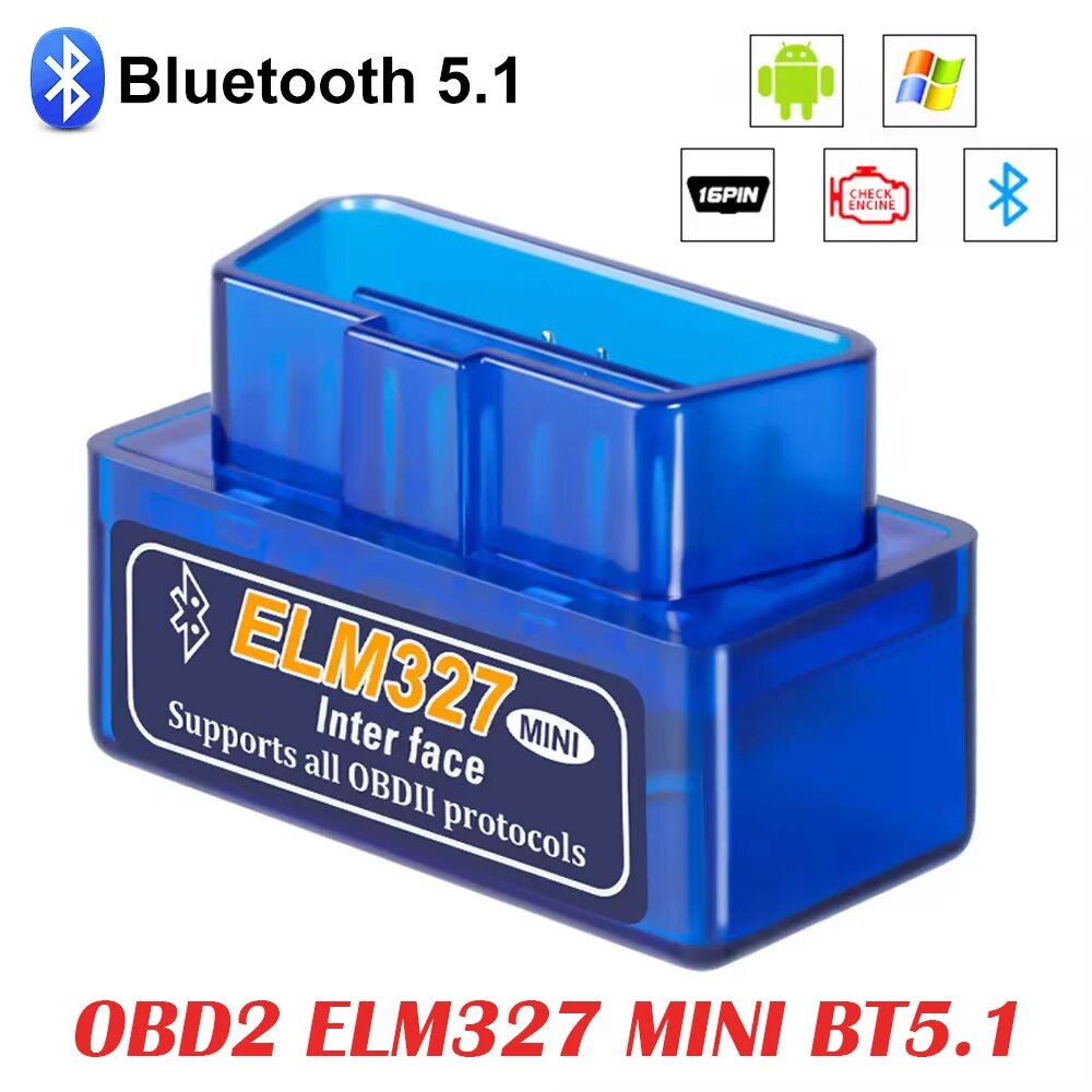 ELM327 Mini OBD2 Bluetooth 5.1 для Android/IOS Автомобильный сканер ELM 327 Автоматические диагностические инструменты OBDII V2.1 Адаптер для считывания кодов сканирования