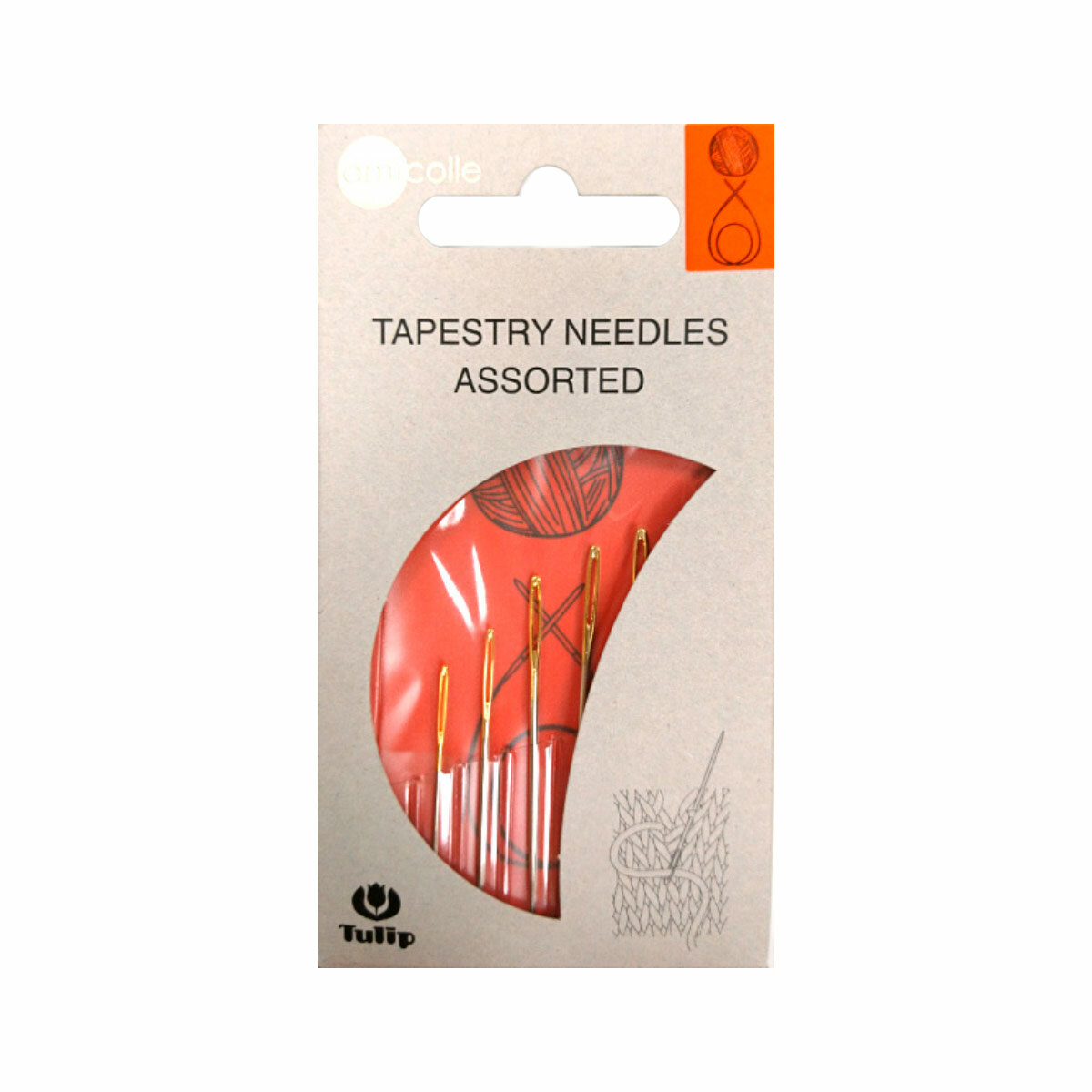 Набор игл для шитья пряжей, круглый наконечник, размер: № 16, № 17, № 18, № 20, № 23, Tulip, AC-043e