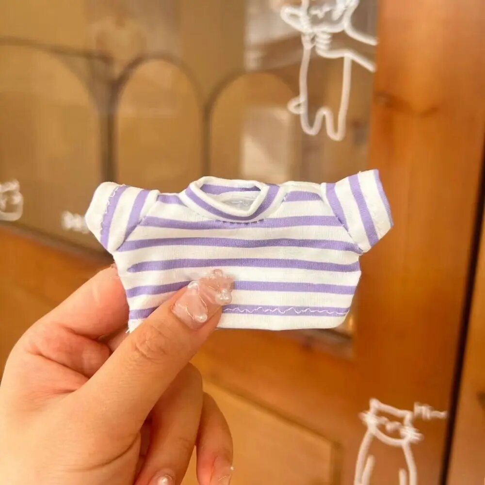 Хлопковая футболка для куклы 15 см Purple-White