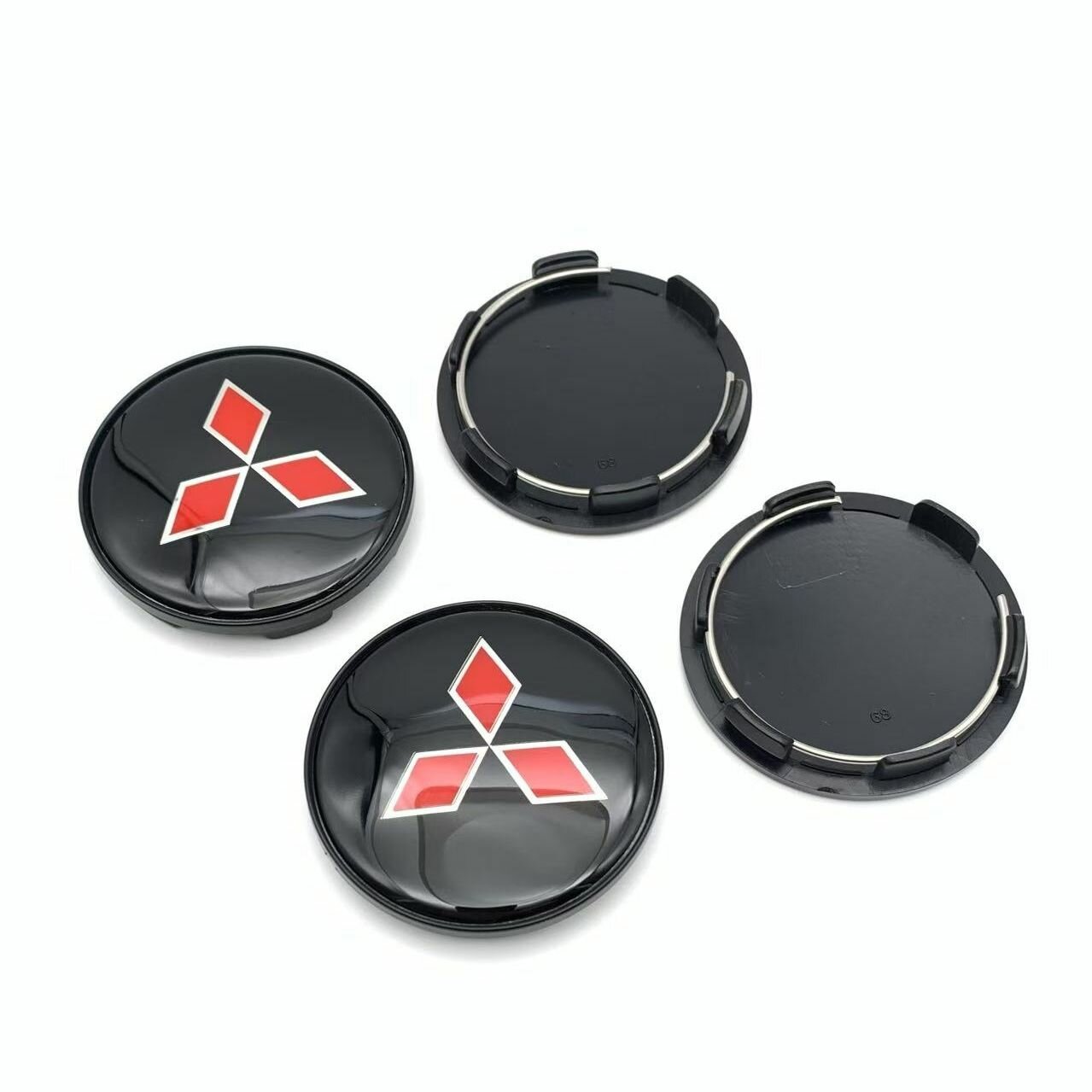Колпачки заглушки на литые диски для Mitsubishi 68/62/9 мм — комплект 4 шт, защита ступицы, выбор цвета по фото