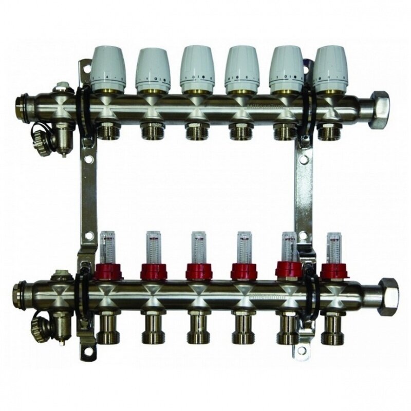 Коллекторная группа 1" х 3/4 с расходомером - 6 контуров Millennium KGTP1106