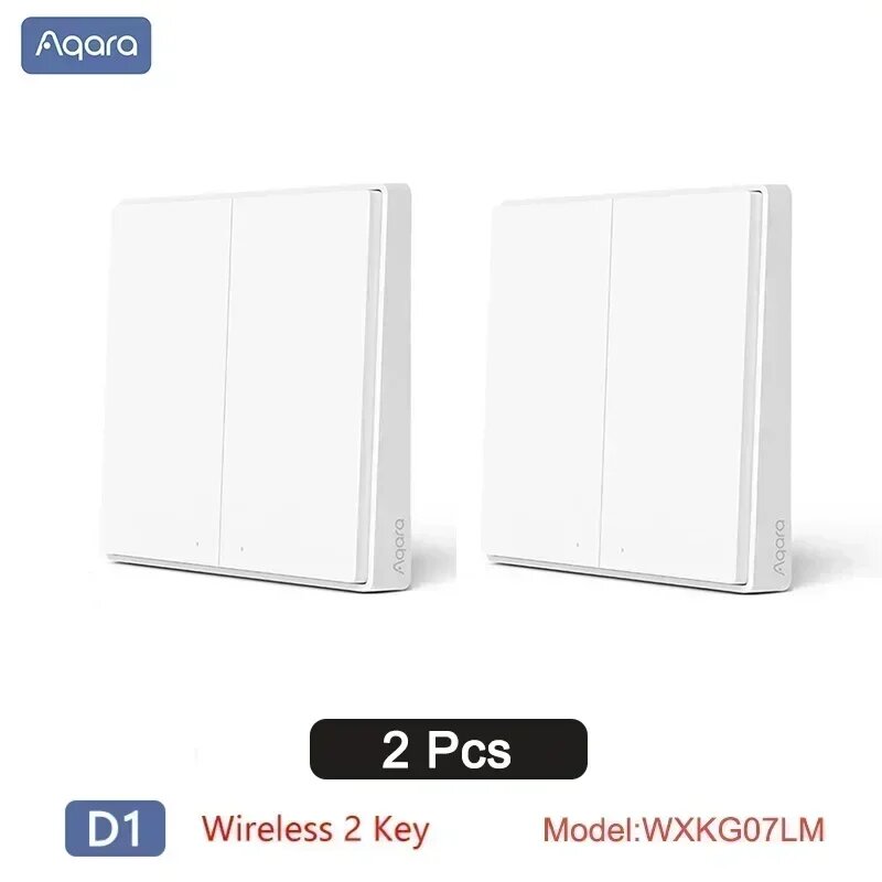 Aqara D1 Беспроводной выключатель 2 клавиши, 2 шт