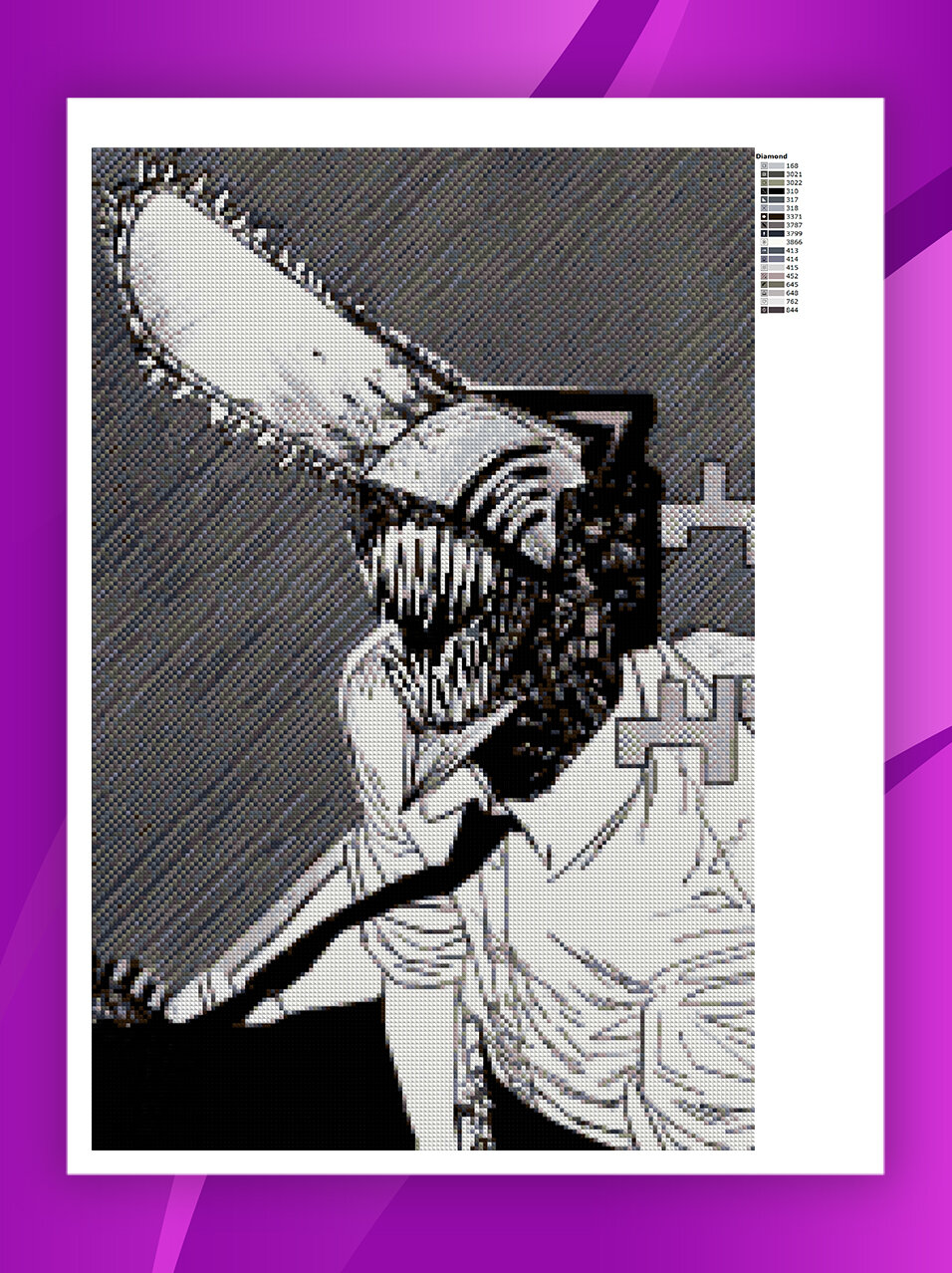 Алмазная мозаика без подрамника - вышивка Человек Бензопила чб 40 х 60 см