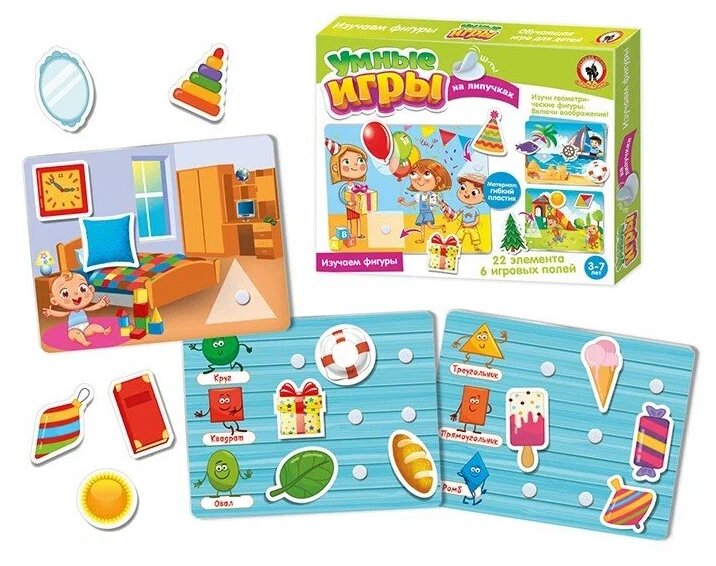 Умные игры на липучках Русский стиль Изучаем фигуры 04305