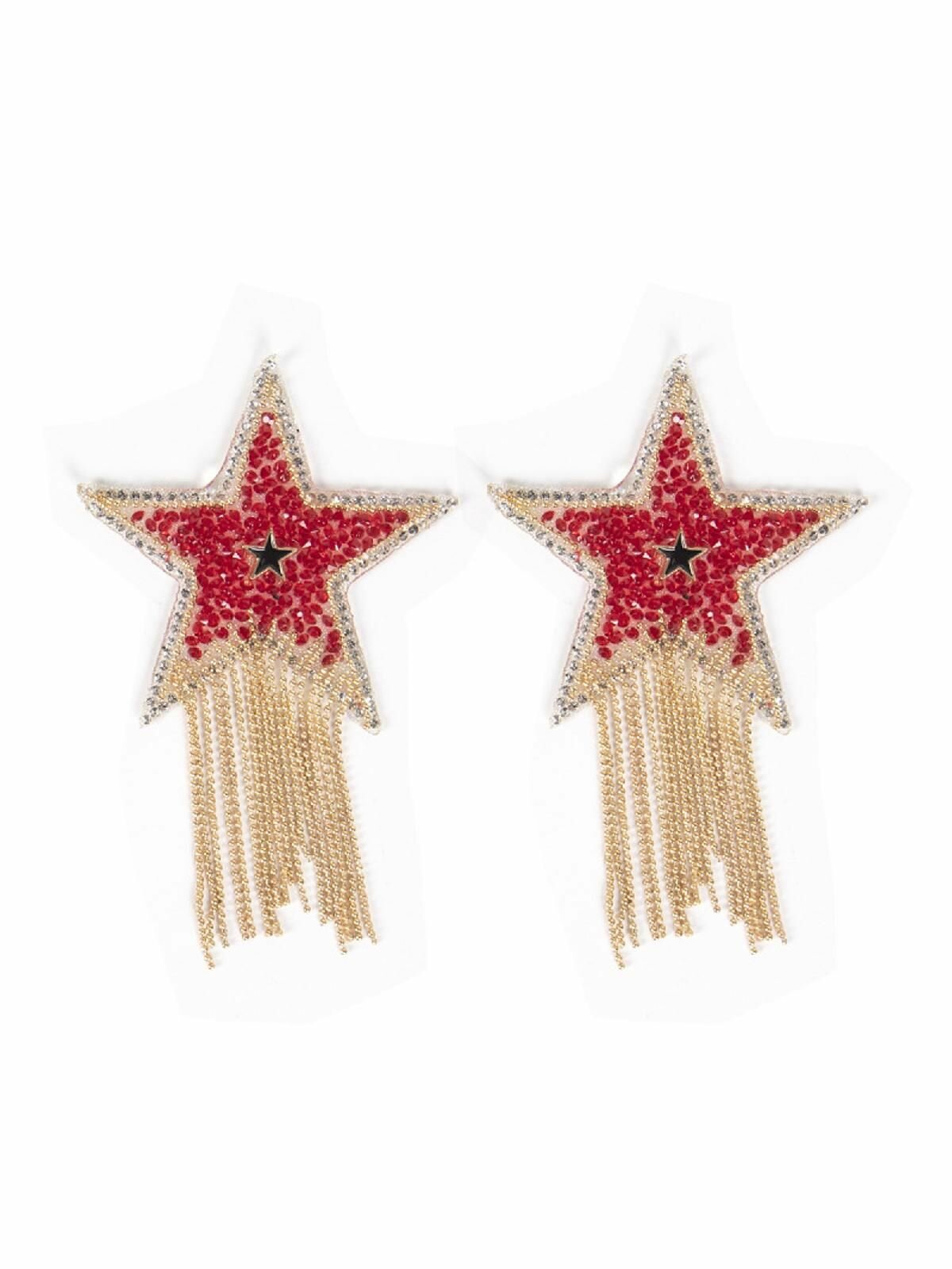 Накладки на соски с пентаграммами и кисточками, красный