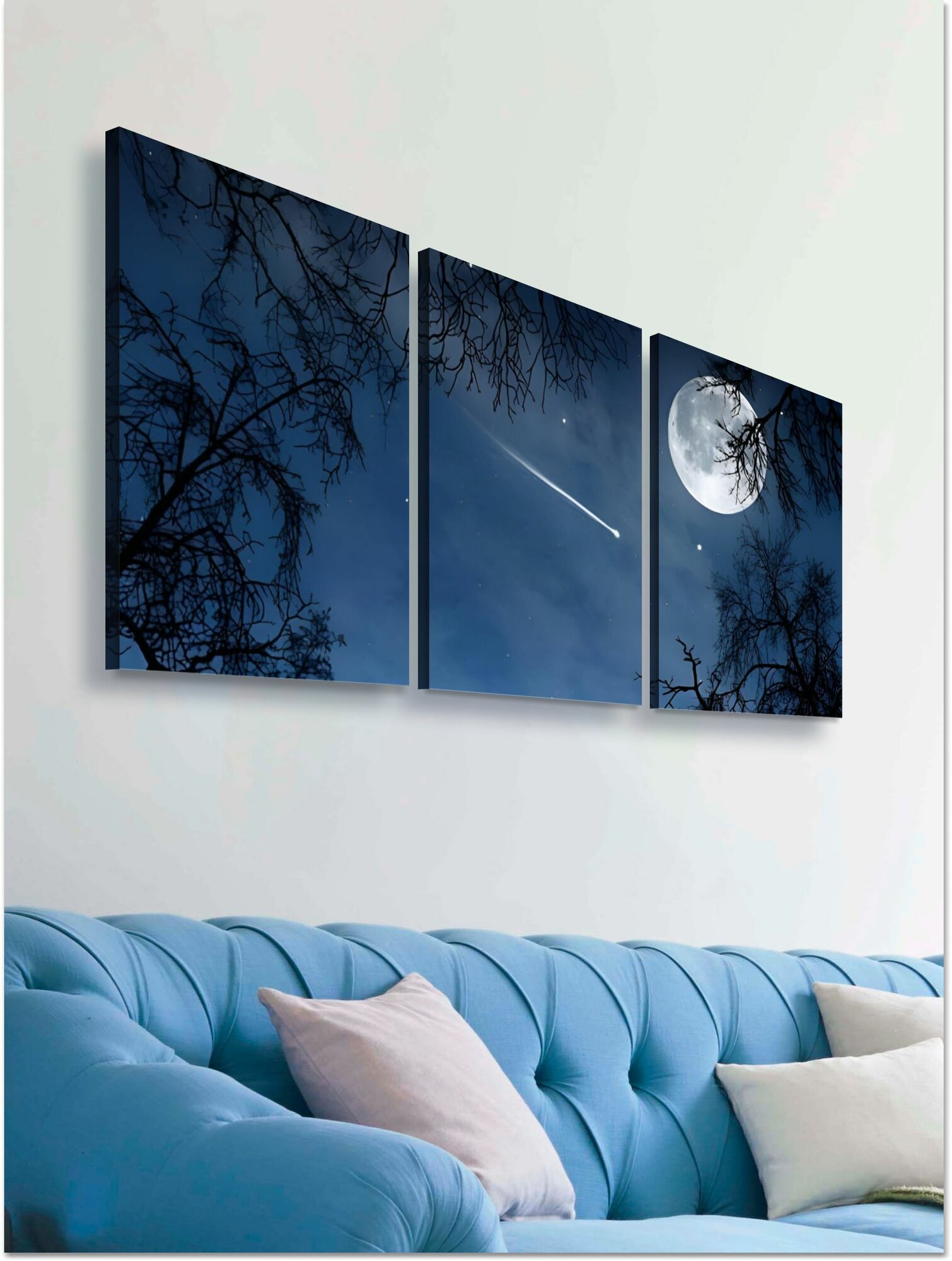Картина Лунная ночь в лесу модульная 50x70см 3шт.