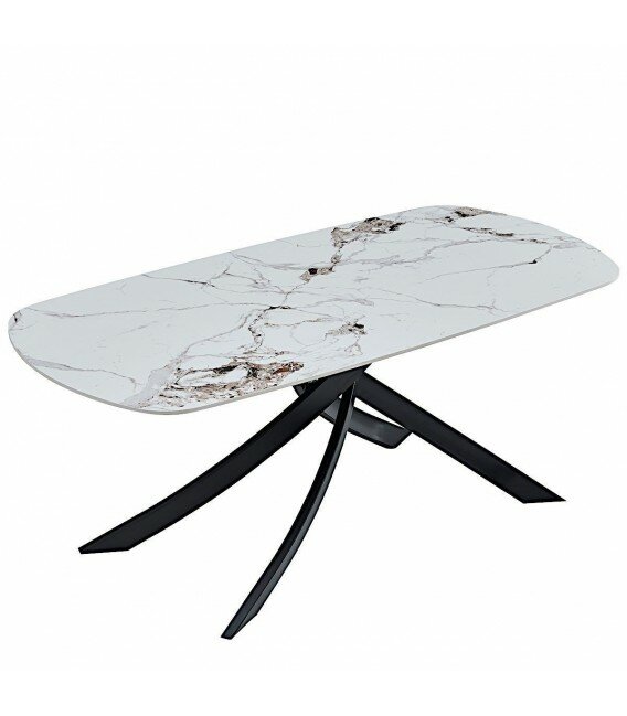 DT630 Стол обеденный Patek Philip, 180/90*76, керамич. столешница, основание металл черный