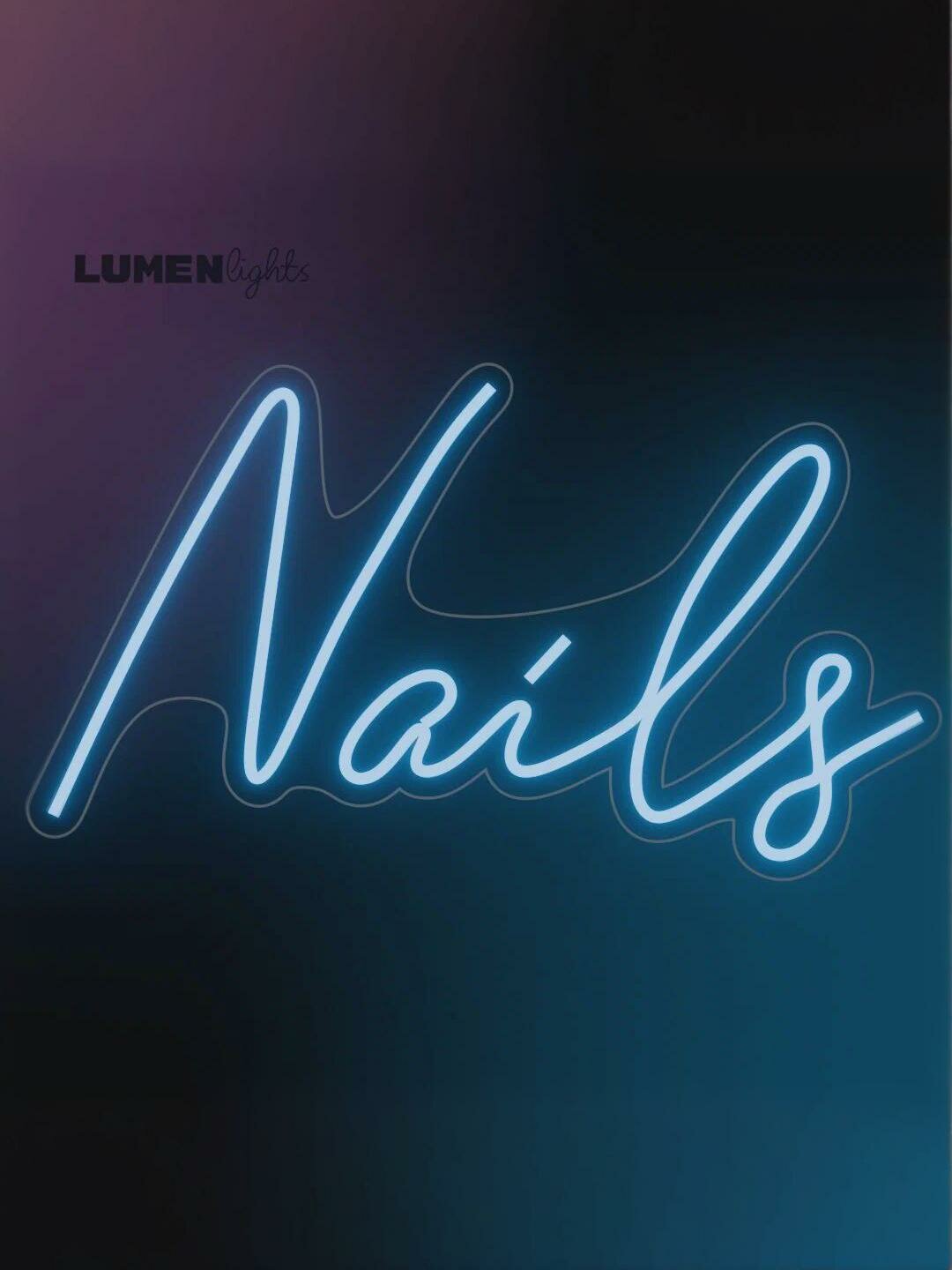 Неоновая вывеска, светильник декоративный NAILS, 45х25 см.