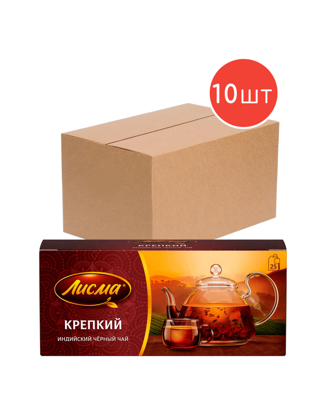 Чай черный Лисма Крепкий 25 пакетиков 50г 10шт