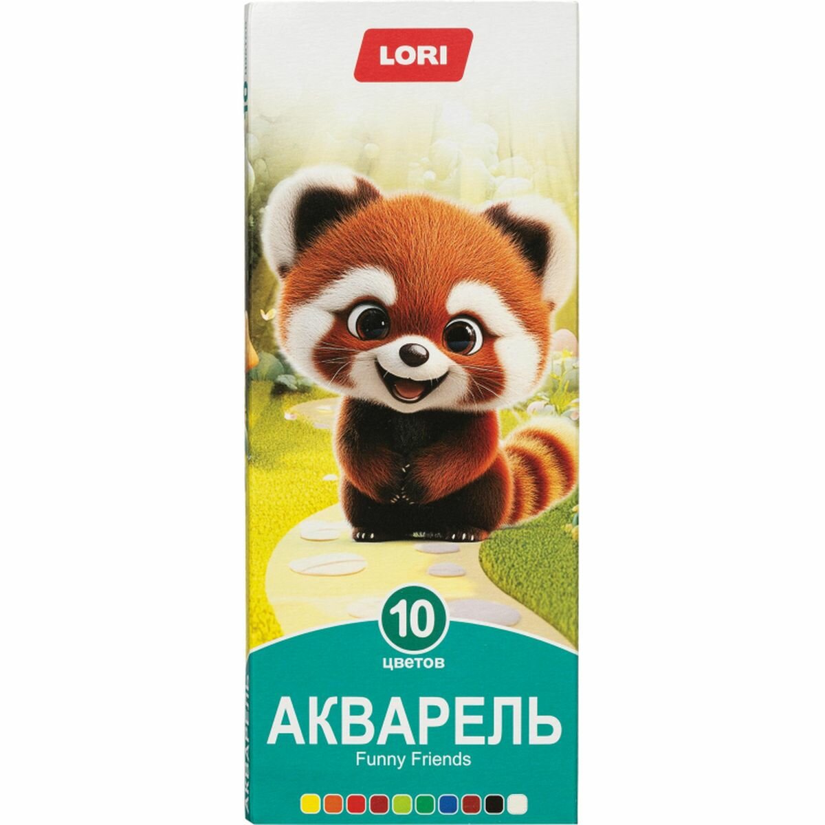 Краски акварельные 10 цветов Lori Funny Friends, без кисти (Ааф-002)